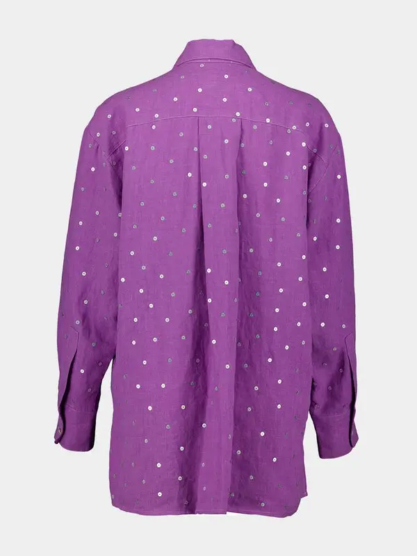 PAULA Sequined Embroidered Linen Shirt
