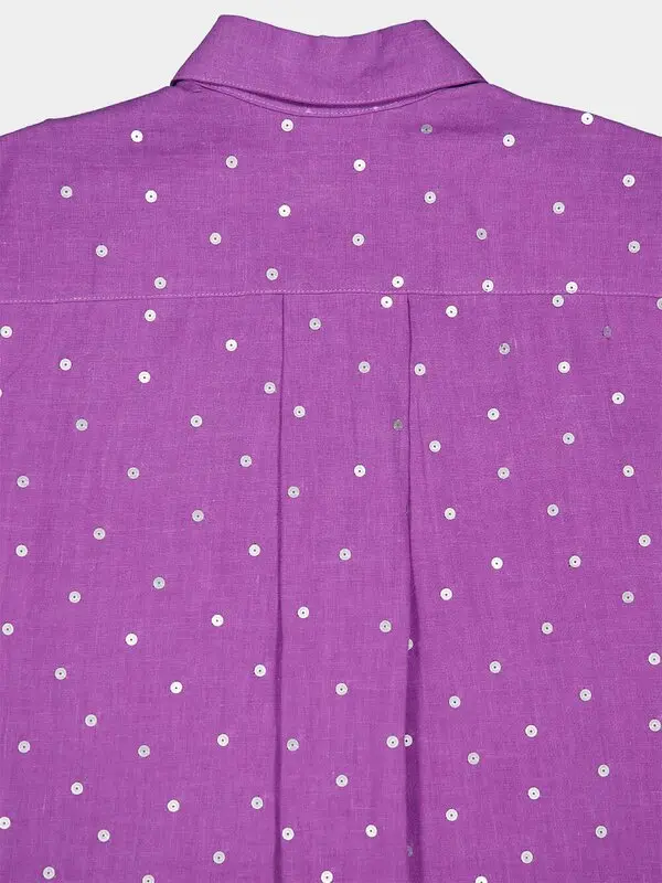 PAULA Sequined Embroidered Linen Shirt