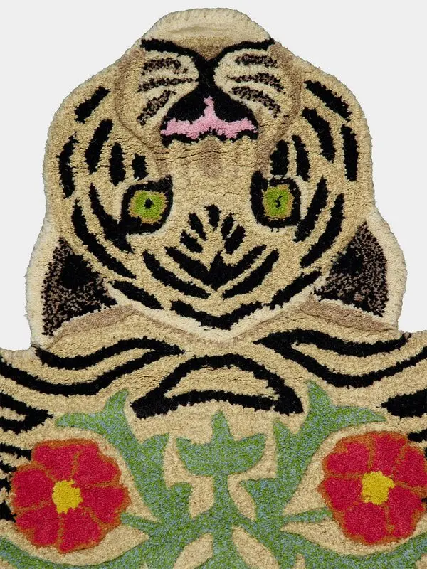 DOING GOODS Floral White Tiger Large Rug