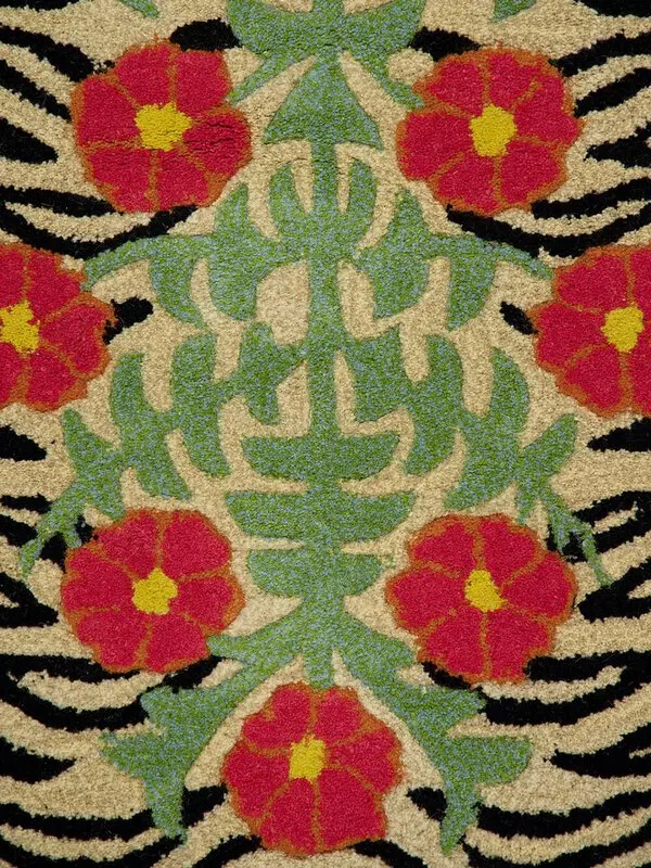 DOING GOODS Floral White Tiger Large Rug