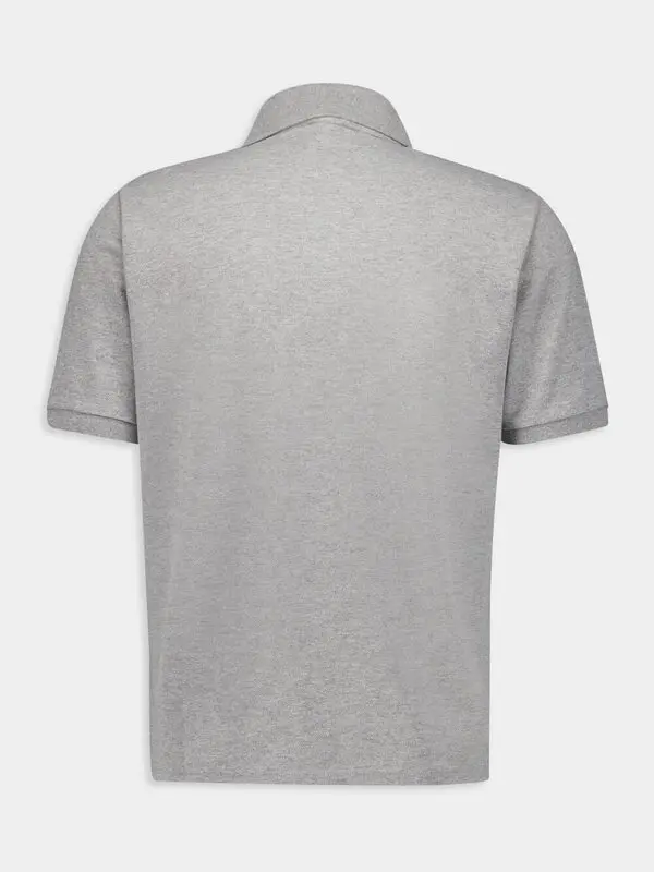 Saint Laurent Cassandre Polo Shirt In Piqu - Grey
