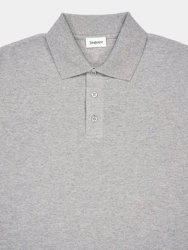 Saint Laurent Cassandre Polo Shirt In Piqu - Grey
