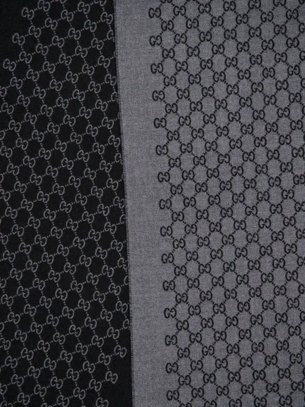 Gucci Jacquard Gg Wool Scarf - Grey