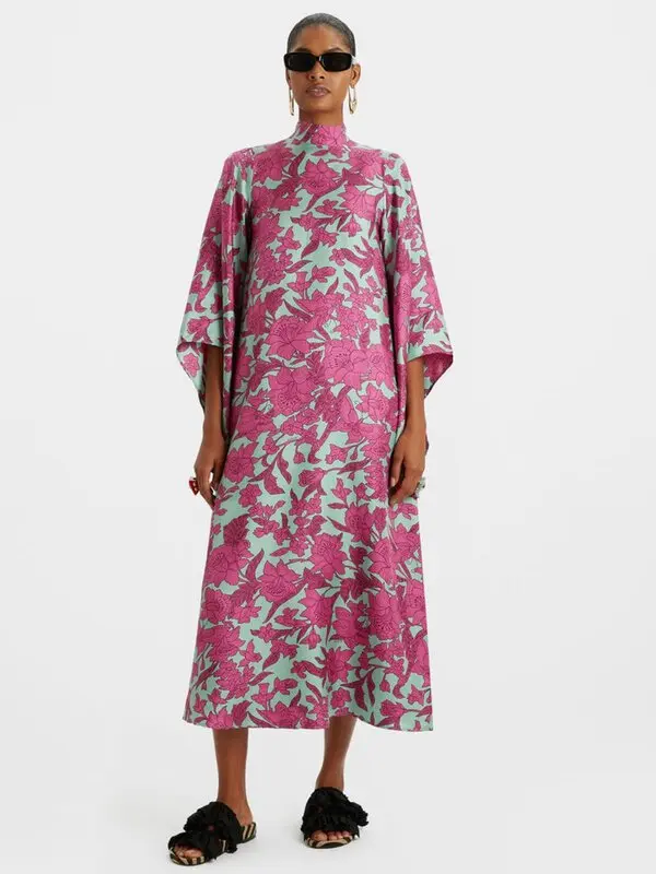 La DoubleJ Lilium Waterfall Midi Dress - Purple