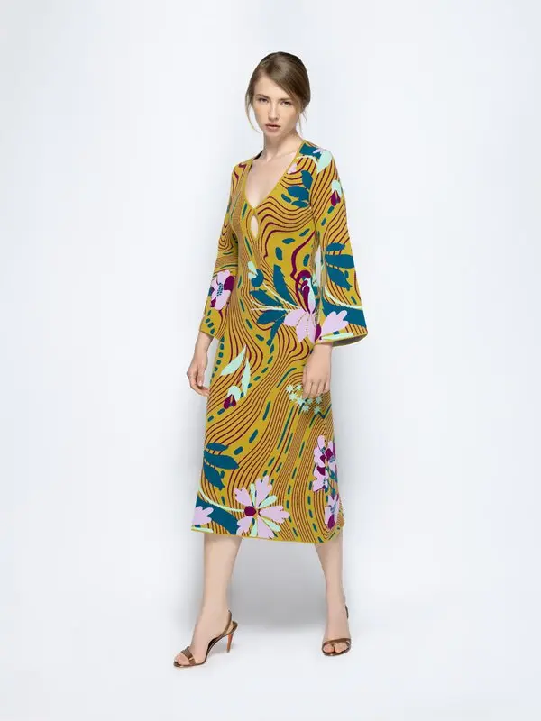 PAULA Varvara Floral Psic Jacquard Dress - Multicolour