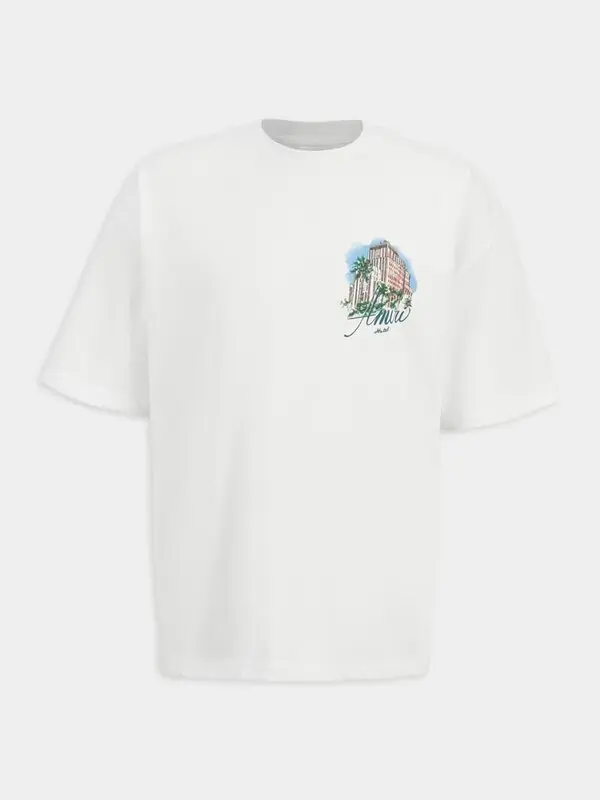 Amiri White Oversized Hotel Print T-shirt