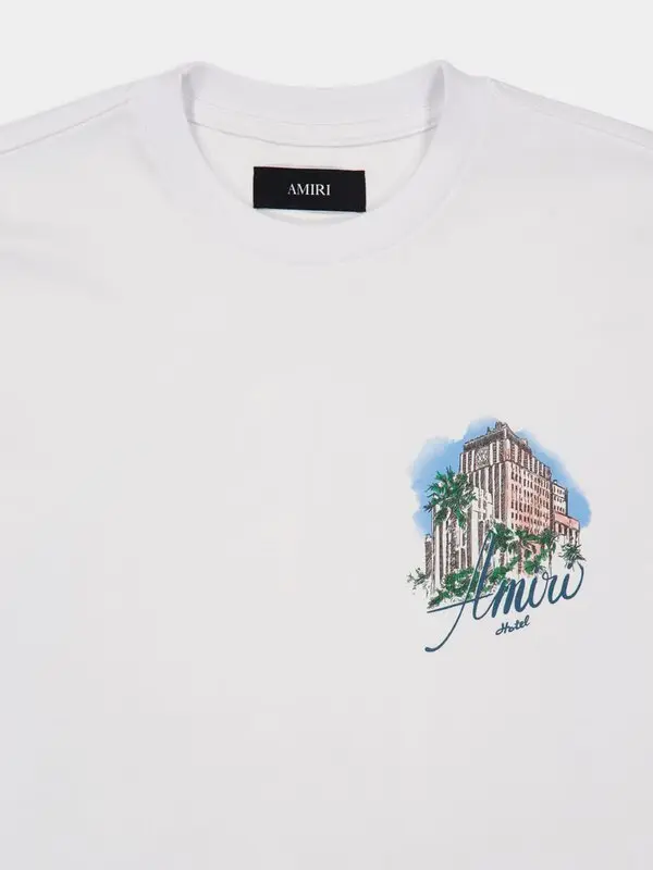 Amiri White Oversized Hotel Print T-shirt