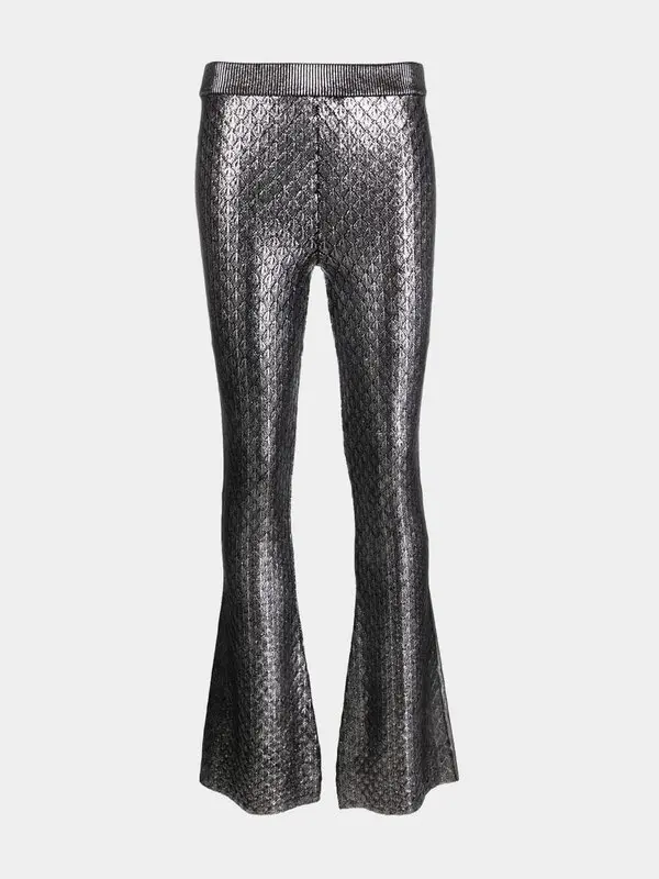 Rabanne Metallic Flared Trousers - Grey