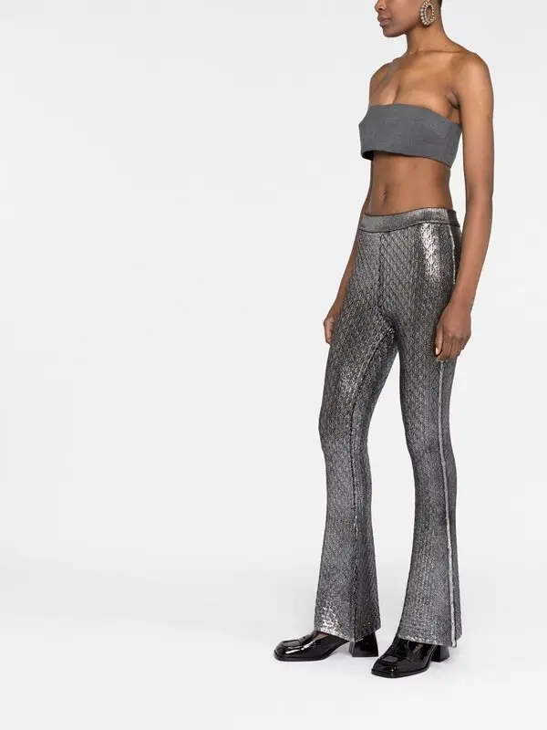 Rabanne Metallic Flared Trousers - Grey