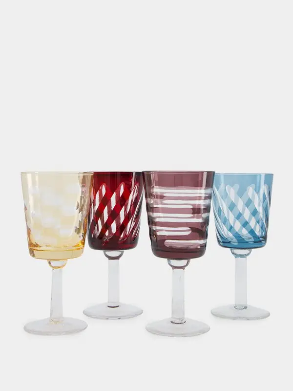 POLSPOTTEN Set Of 4 Tubular Wine Glasses - Purple