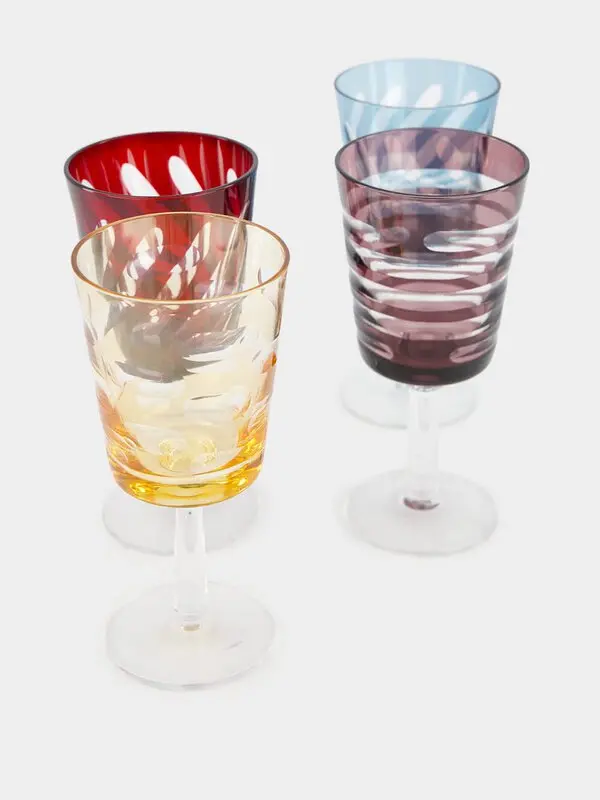 POLSPOTTEN Set Of 4 Tubular Wine Glasses