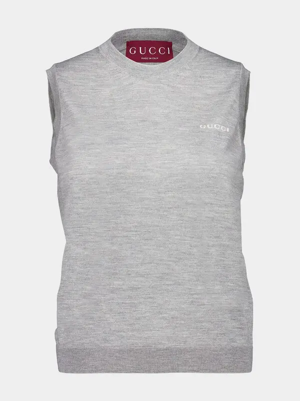 Gucci Mélange Cashmere Silk Sleeveless Knit Top