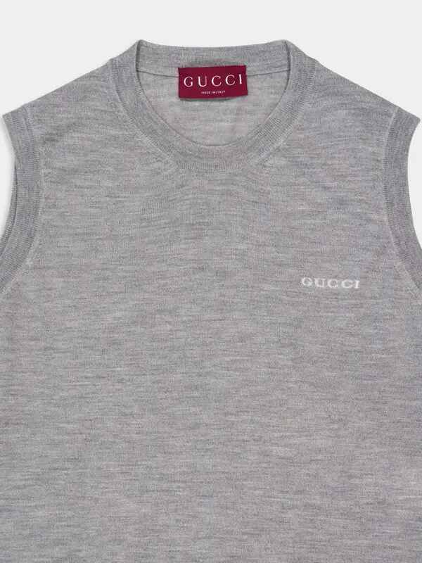 Gucci Mélange Cashmere Silk Sleeveless Knit Top