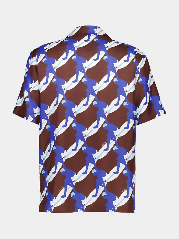 Gucci Brown Printed Silk Bowling Shirt - Multicolour
