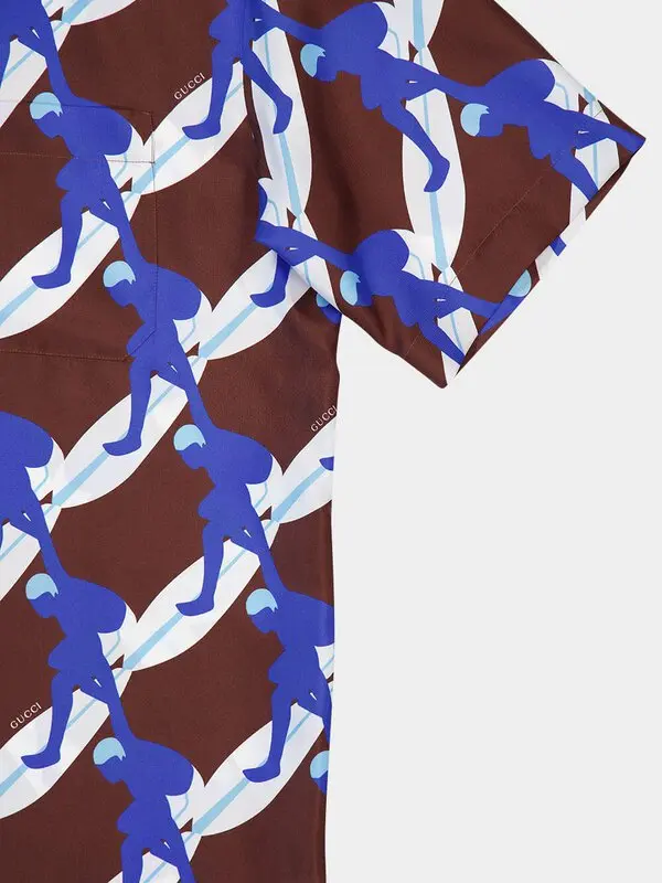 Gucci Brown Printed Silk Bowling Shirt - Multicolour