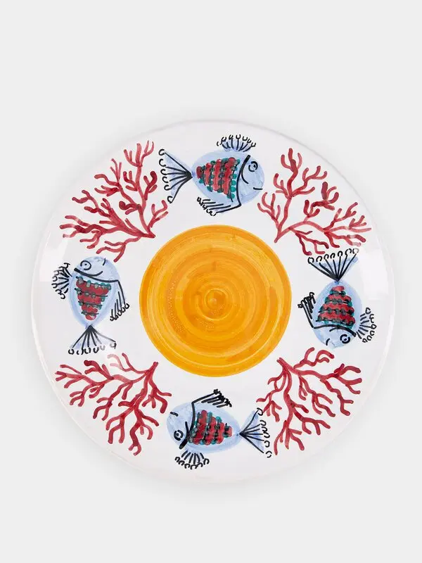LES-OTTOMANS Sicily Handpainted Dinner Plate - Multicolour