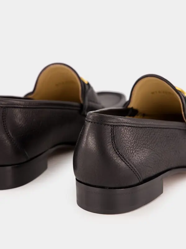 Valentino Garavani Leather Loafers With Brass Logo - Grey