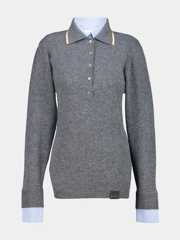 Stella McCartney Mélange Wool-cotton Polo - Grey