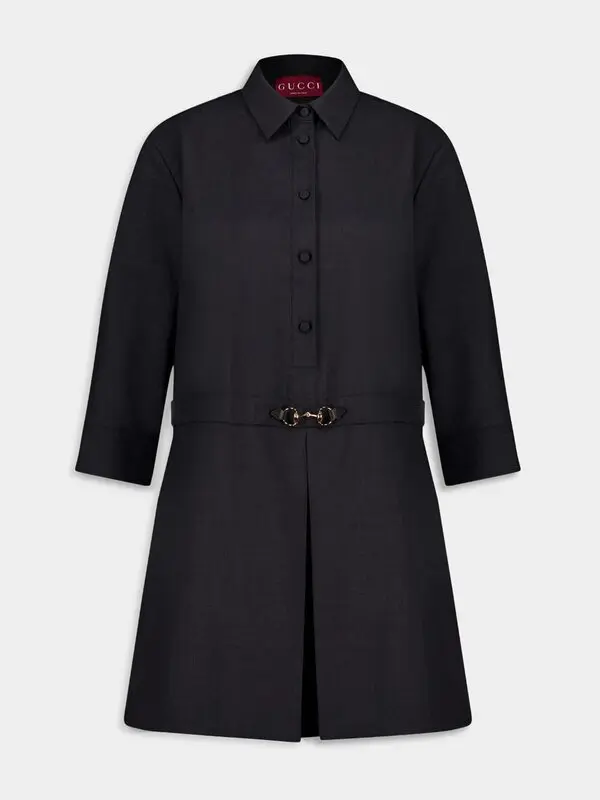 Gucci Wool Mini Dress With Horsebit Detail