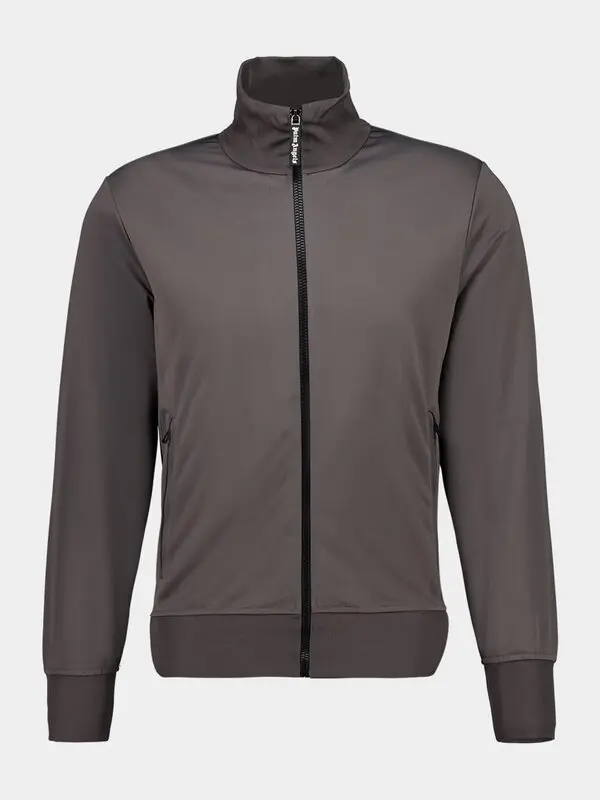 Palm Angels Dark Track Jacket With Back Curved Logo - Grey