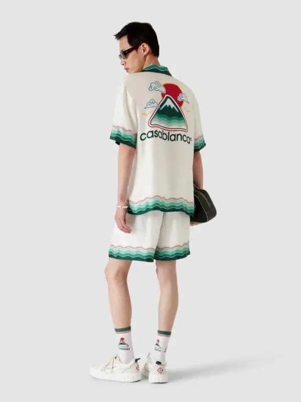 Casablanca Montagne Ondulée Silk Shorts - Multicolour
