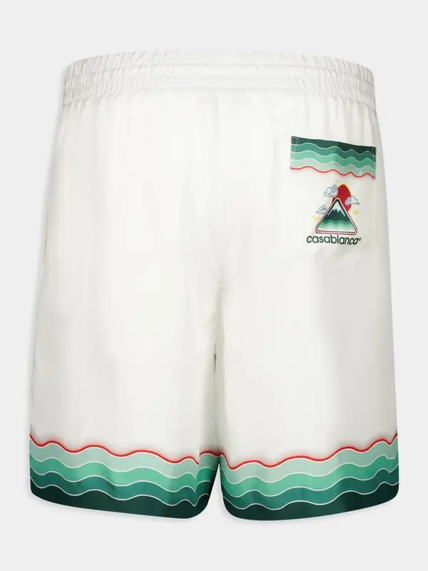 Casablanca Montagne Ondulée Silk Shorts - Multicolour