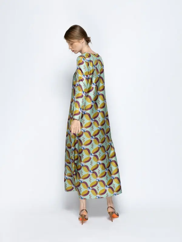PAULA Aquageo Printed Silk Twill A-line Dress - Multicolour