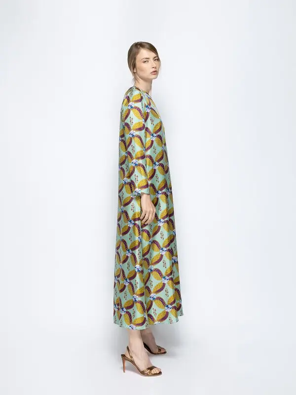 PAULA Aquageo Printed Silk Twill A-line Dress - Multicolour