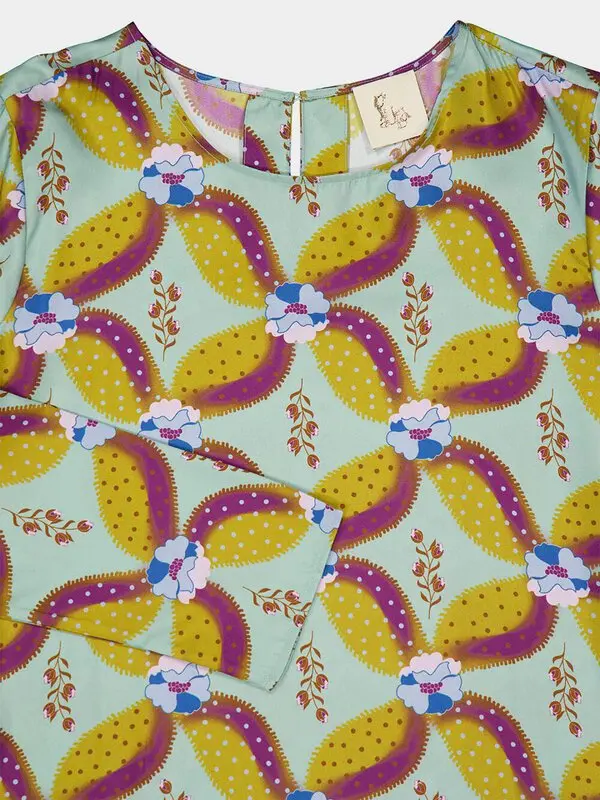 PAULA Aquageo Printed Silk Twill A-line Dress - Multicolour