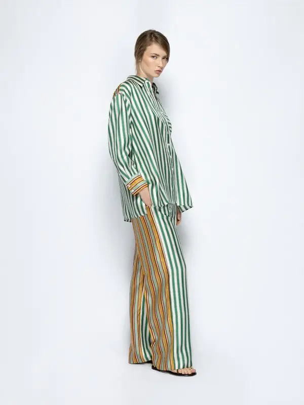 PAULA Multi Stripes Silk Twill Pants - Multicolour
