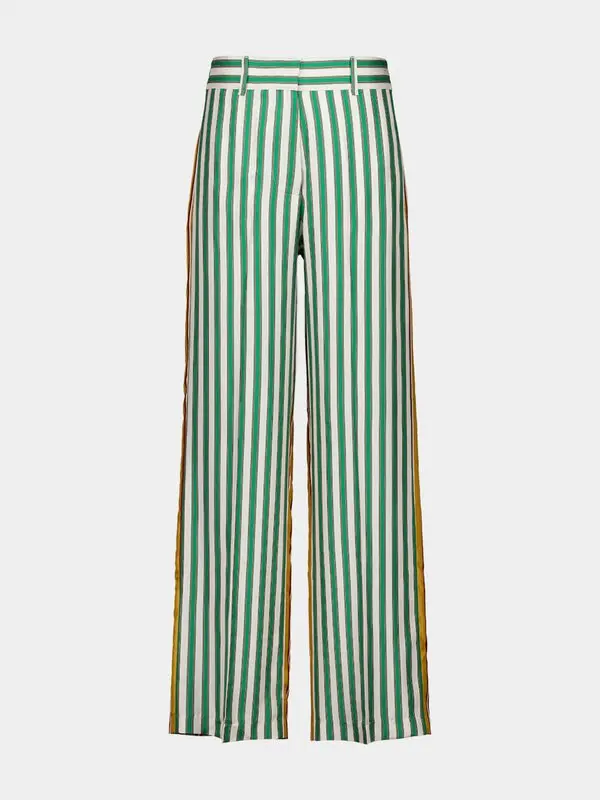 PAULA Multi Stripes Silk Twill Pants - Multicolour