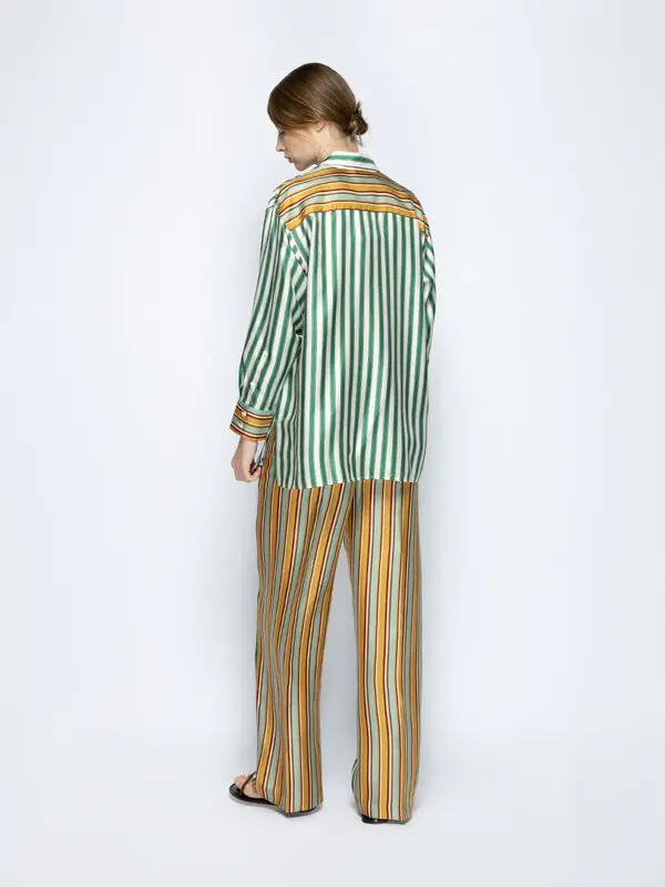 PAULA Multi Stripes Silk Twill Pants - Multicolour