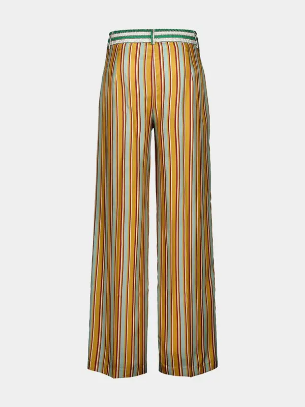 PAULA Multi Stripes Silk Twill Pants - Multicolour