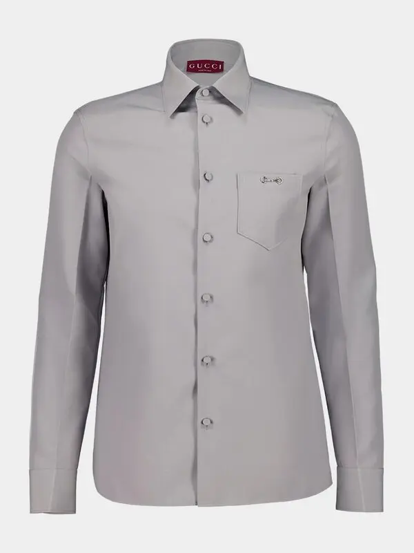 Gucci Light Panama Shirt With Horsebit - Grey