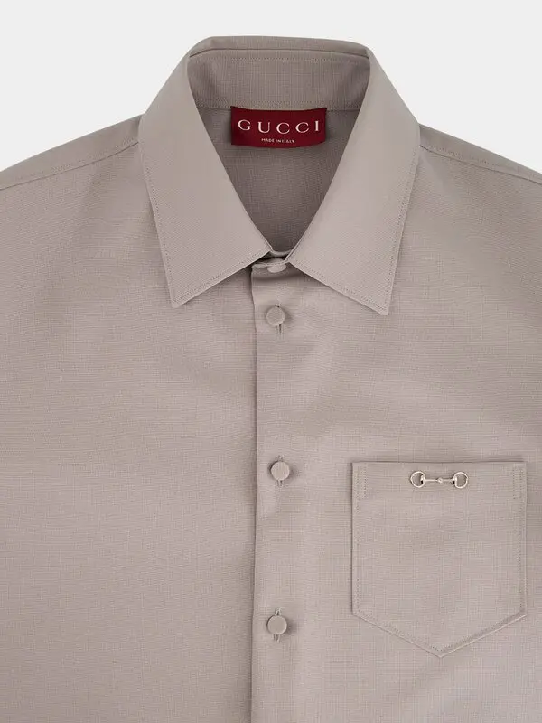 Gucci Light Panama Shirt With Horsebit - Grey
