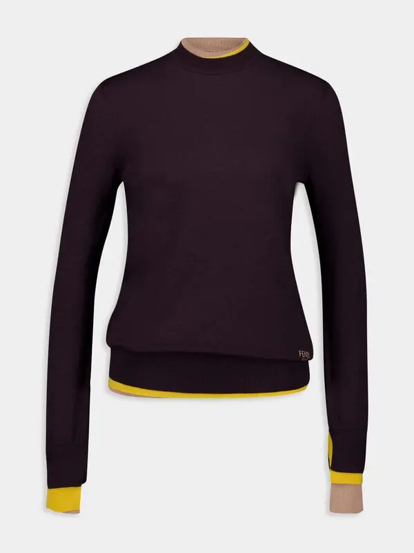 Fendi Logo Jacquard Wool-blend Jumper - Purple