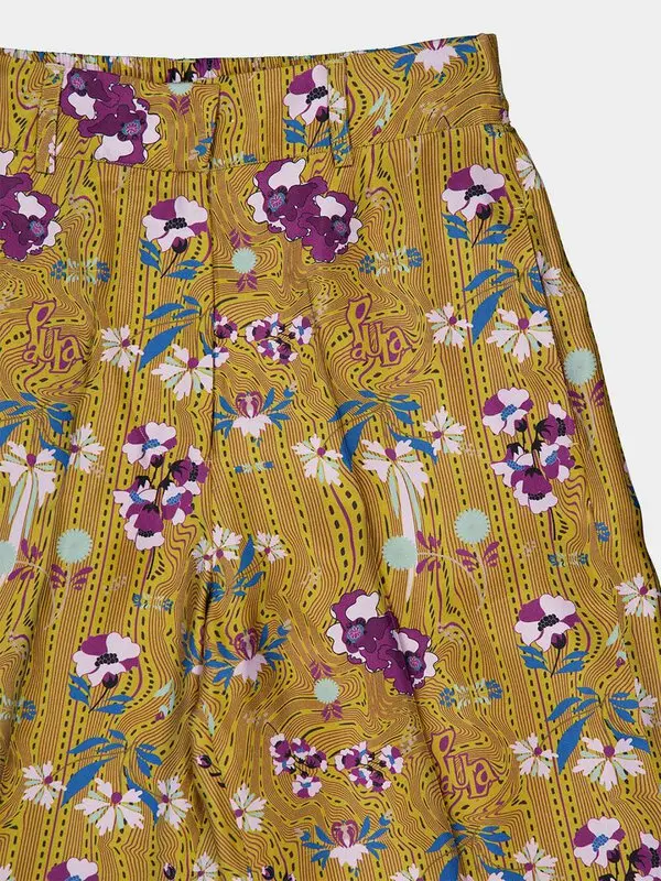 PAULA Sonia Floral Printed Silk Twill Trousers - Multicolour