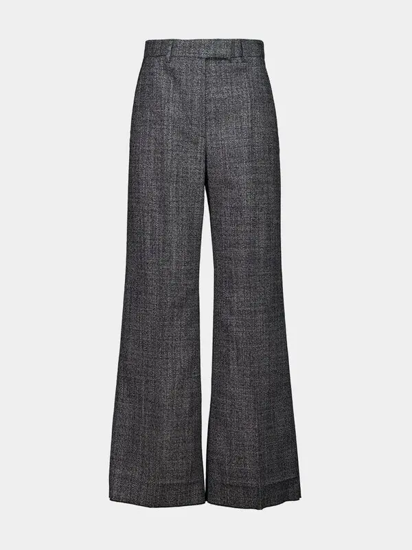 Valentino Garavani Wool Mouliné Palazzo Trousers - Grey