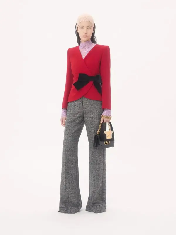 Valentino Garavani Wool Mouliné Palazzo Trousers