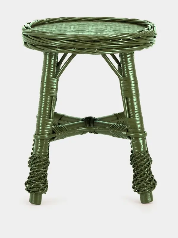 HOUSE OF CAPRICORN Handmade Furnas Wicker Stool - Green