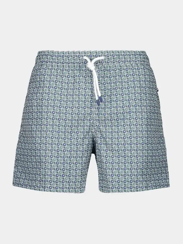 Fedeli Printed Madeira Swim Shorts - Green