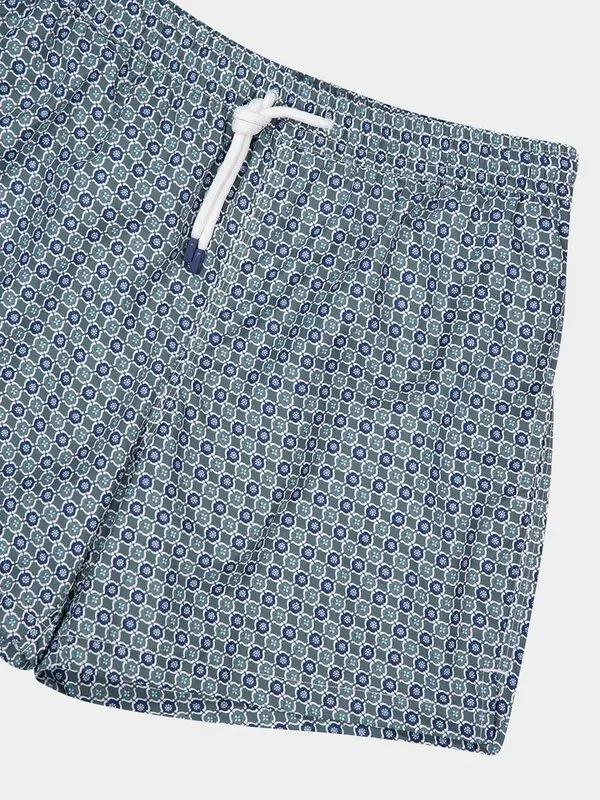 Fedeli Printed Madeira Swim Shorts - Green