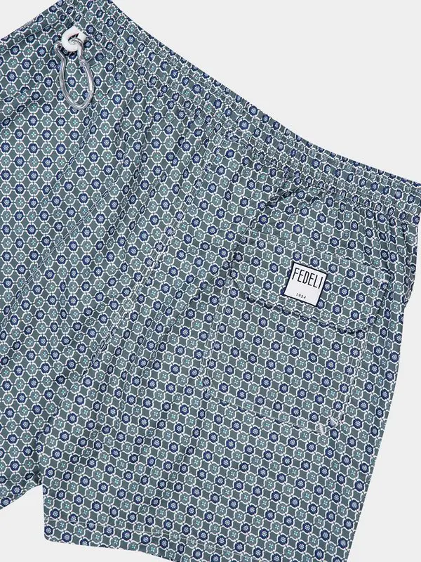Fedeli Printed Madeira Swim Shorts - Green