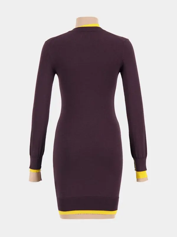 Fendi Dark Wool Jersey Dress - Purple