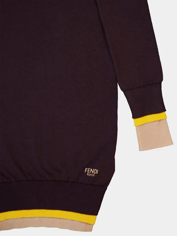 Fendi Dark Wool Jersey Dress - Purple