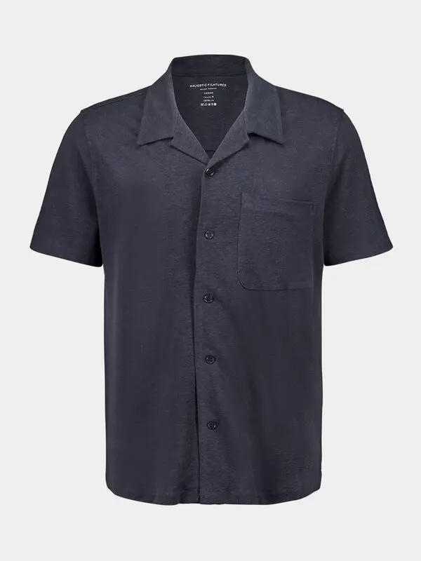 Majestic Filatures Dark Linen Short Sleeve Shirt - Grey