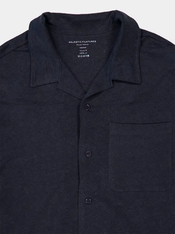 Majestic Filatures Dark Linen Short Sleeve Shirt - Grey