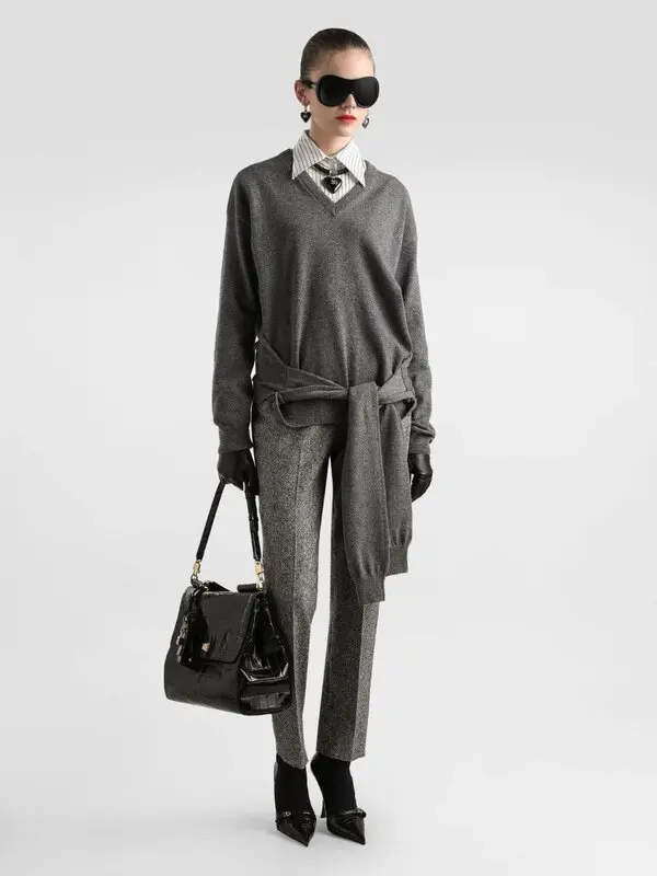Dolce & Gabbana V-neck Cashmere Pullover - Grey