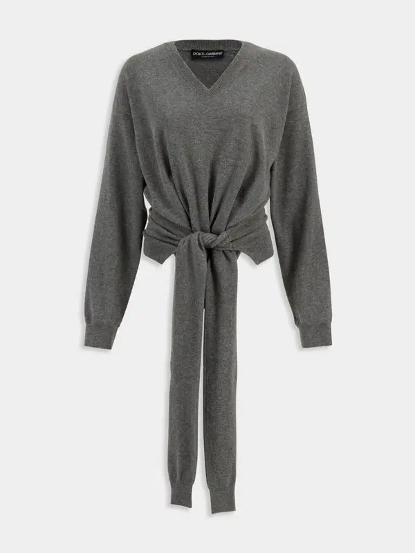 Dolce & Gabbana V-neck Cashmere Pullover - Grey