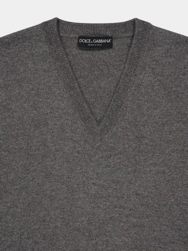 Dolce & Gabbana V-neck Cashmere Pullover - Grey